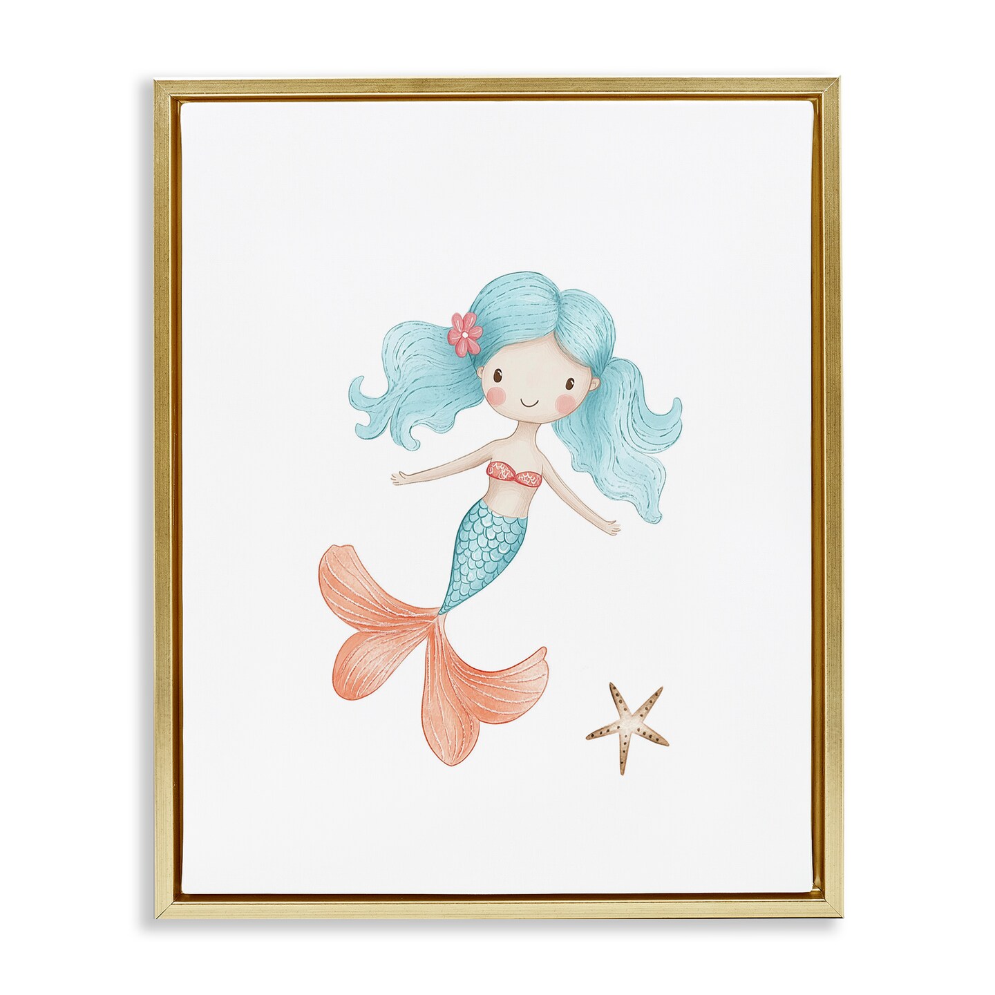 Stupell Industries Mermaid's Adventure with Starfish Floating Frame ...