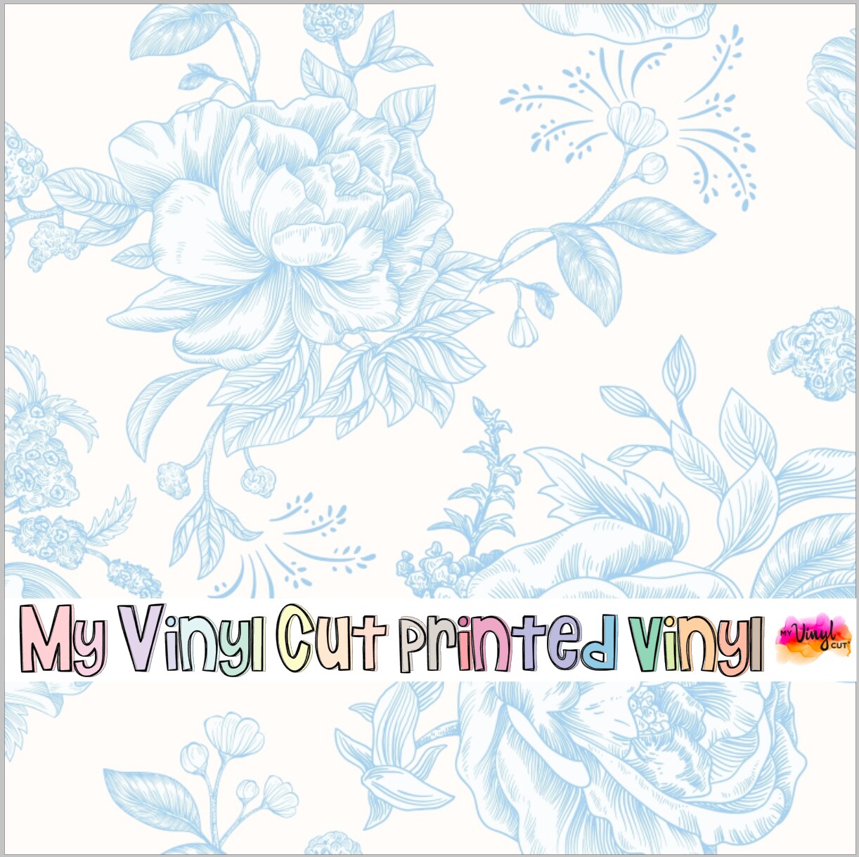 12 x 12 inch Sheet of Printed Vinyl or HTV in the Pale Blue Toile ...
