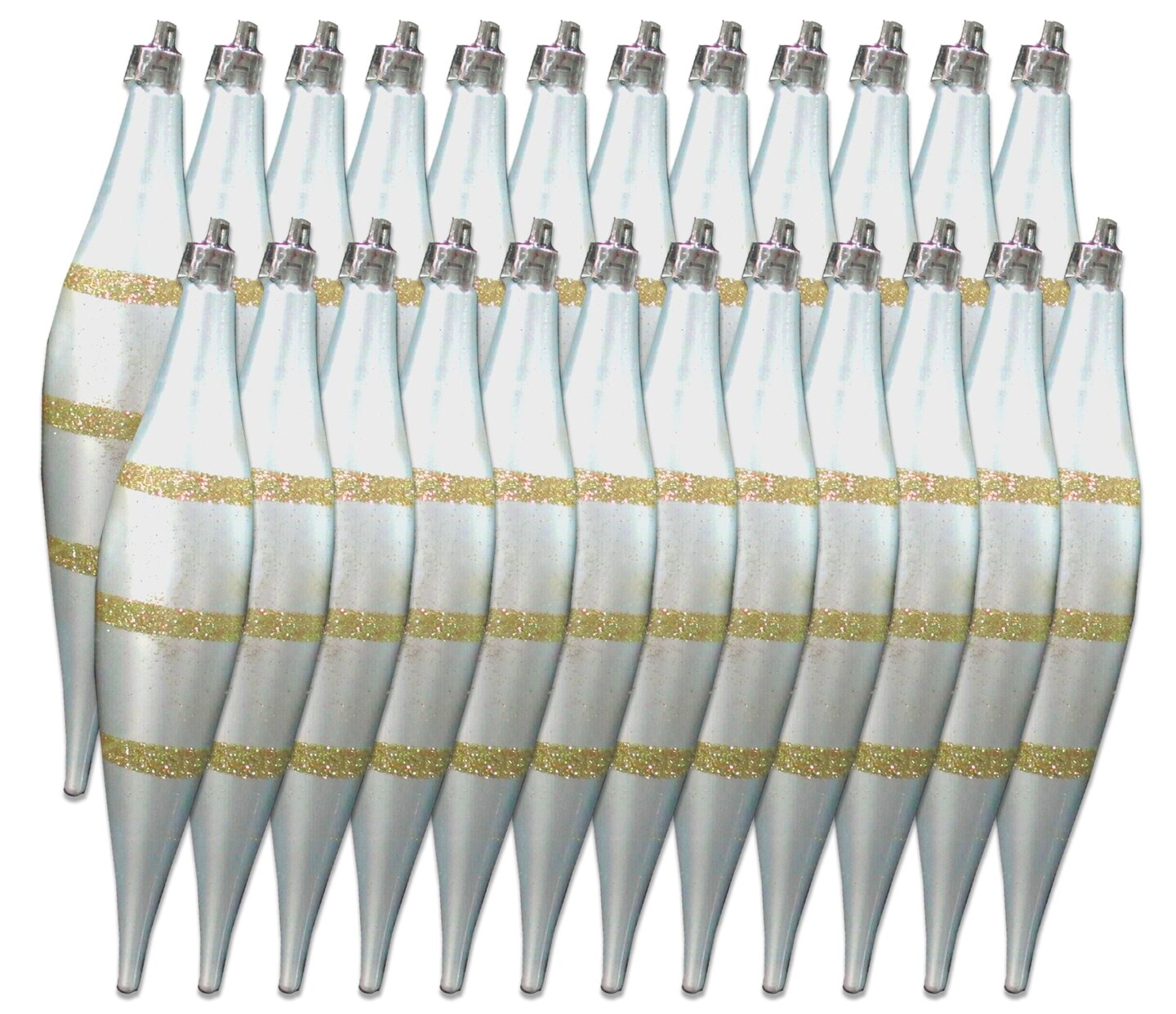 24 Pack Silver and Gold Finial Ornament with Line Design | Michaels
