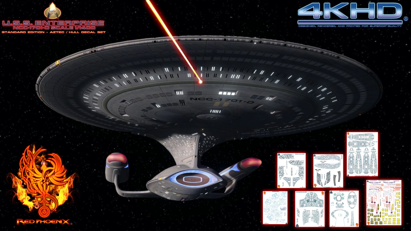 Standard Set U.S.S. Enterprise NCC 1701 D 1-1400 Scale Decal Set ...
