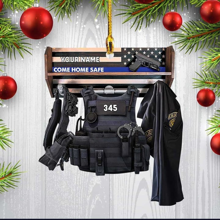 Police Storage Shelf Come Home Safe Personalized Acrylic Ornament, Gift ...