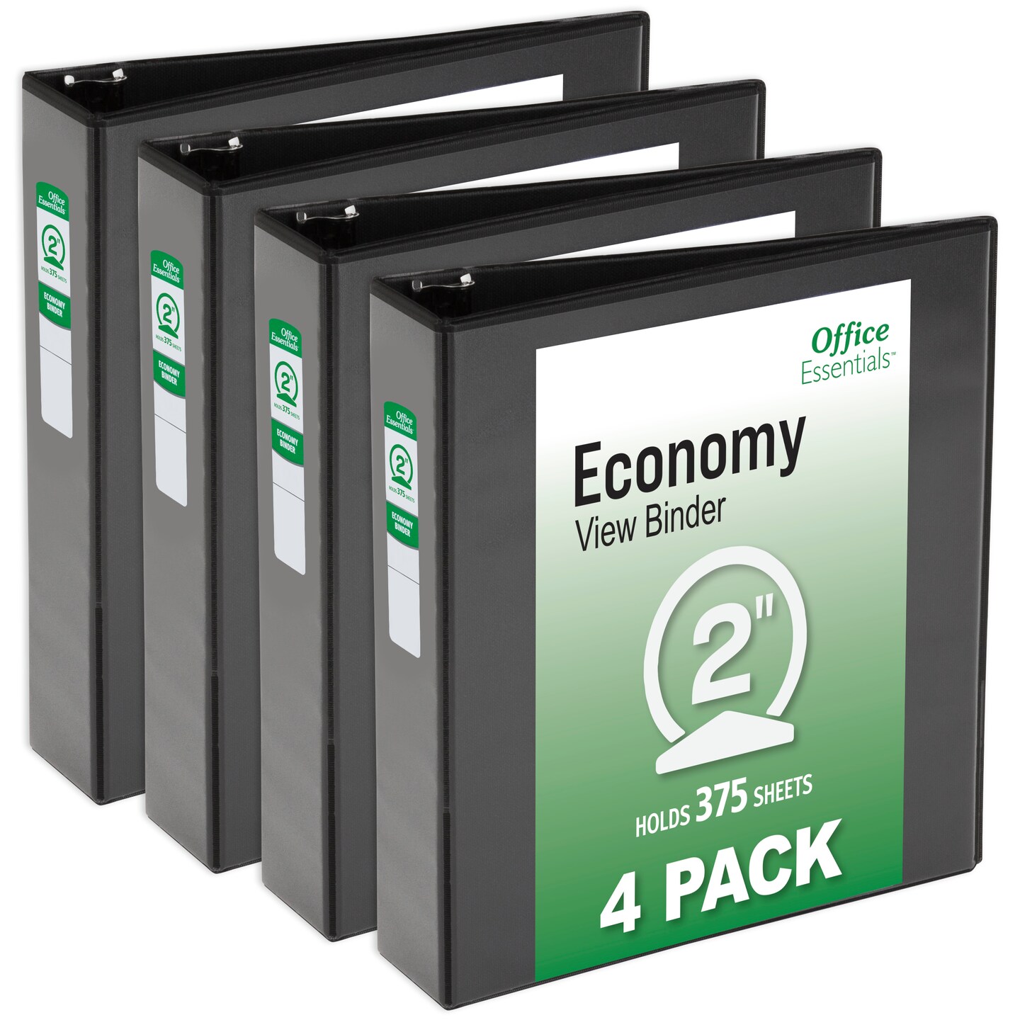 Office Essentials Economy View 3 Ring Binders, 2" Round Rings, 2.8 ...