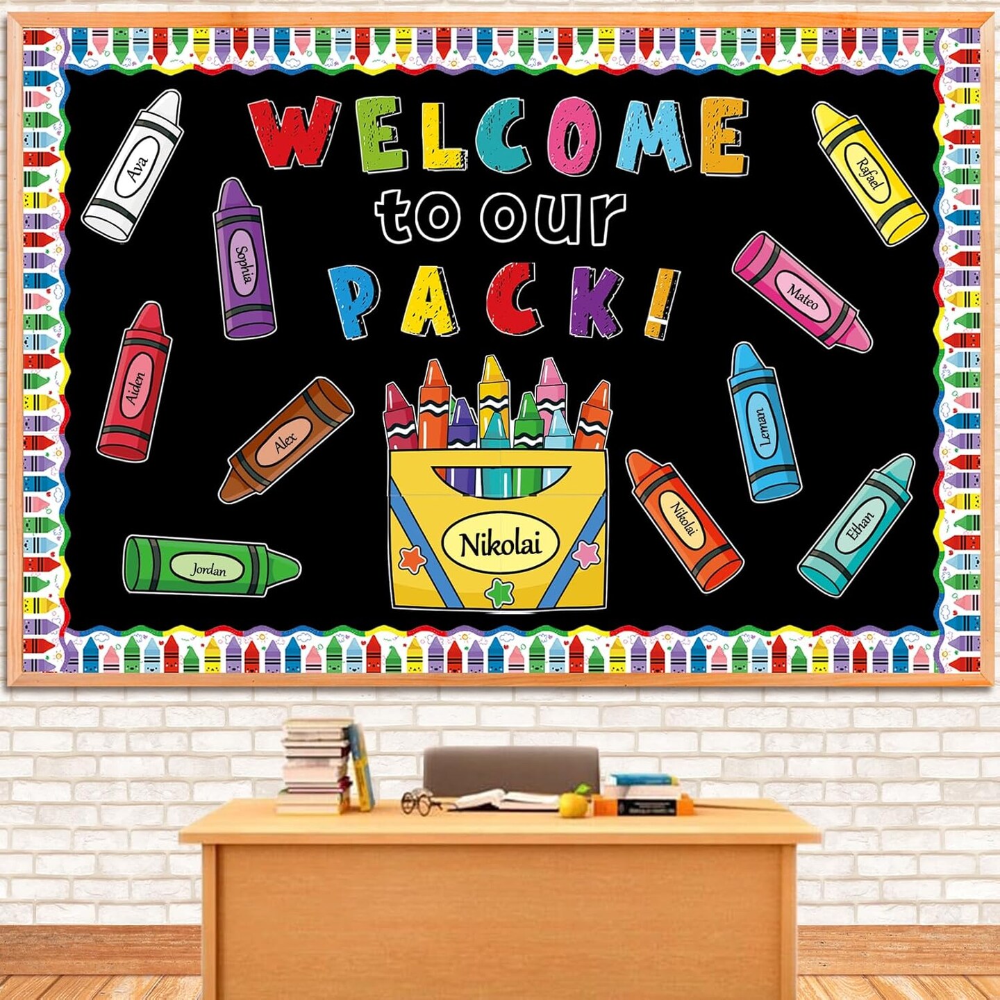 87-Piece Crayon-Themed Bulletin Board Decor Set – Includes "Welcome to ...