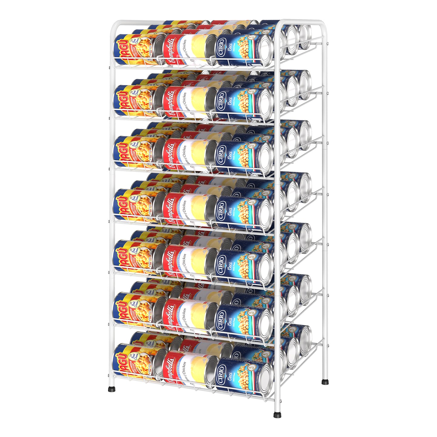 White 7-Tier Adjustable Can Organizer Rack, FIFO Rolling Beverage ...
