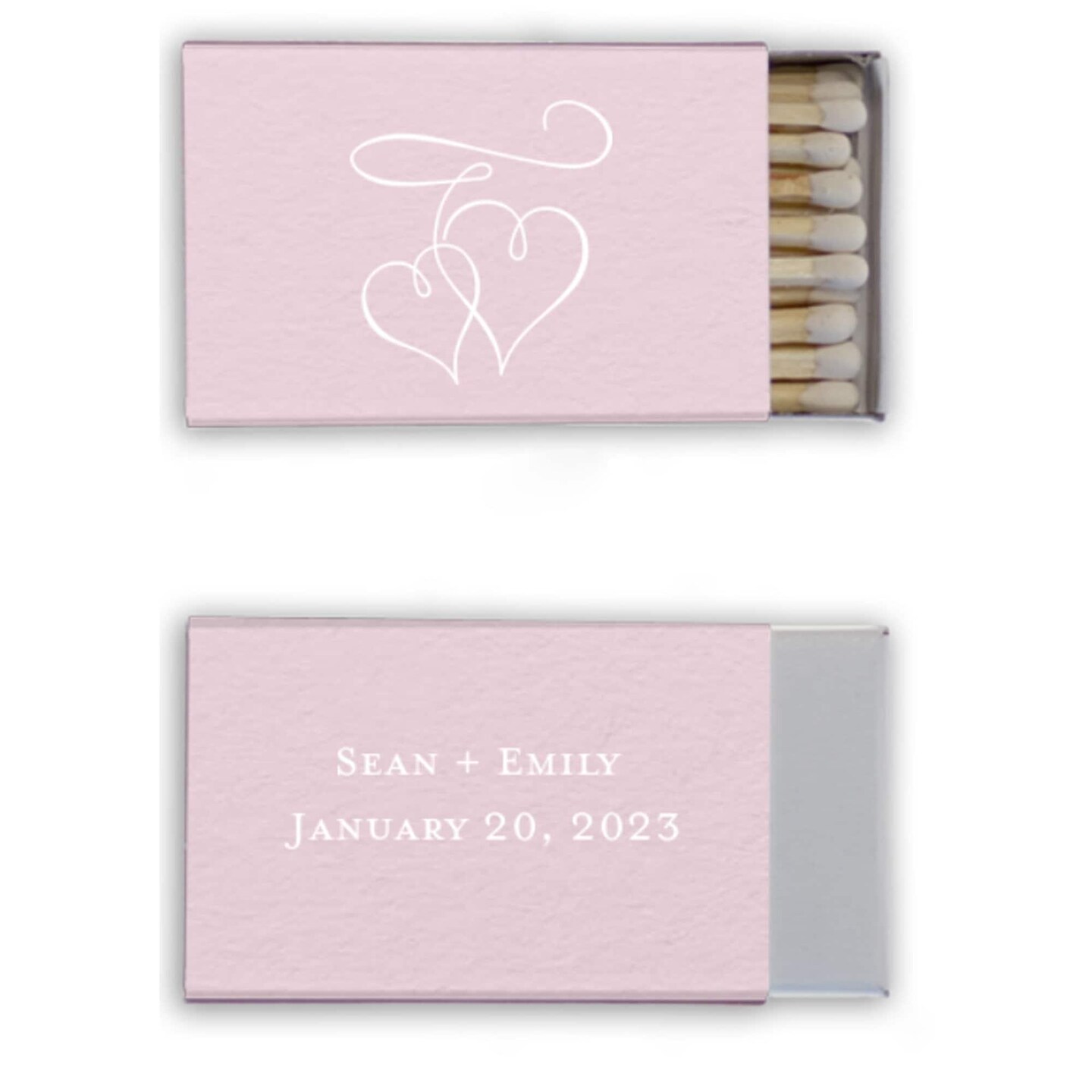 Hearts and Names Wedding Matchboxes, Matches, Personalized Wedding ...