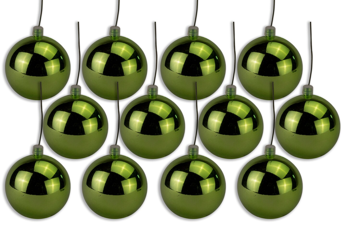 12 Pack 100mm 4" Shiny Lime Green Ball Ornament with Wire and UV ...