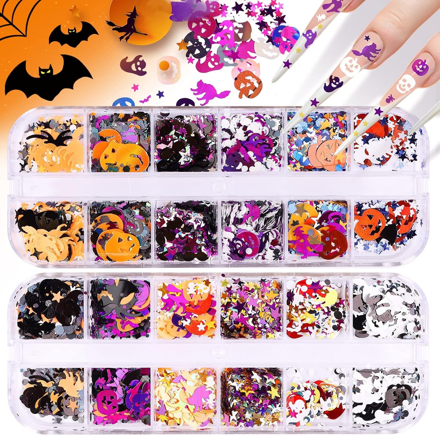 2 Boxes Halloween Nail Art Glitter Sequins | Michaels