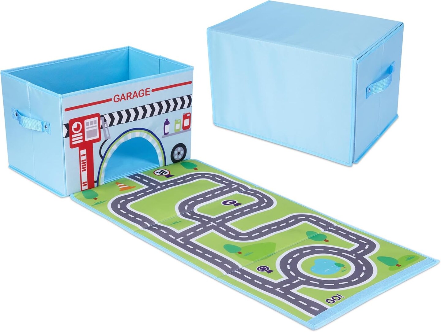 Toy Cars Garage Box – Toy Storage Box with Car Rug Play Mat ...