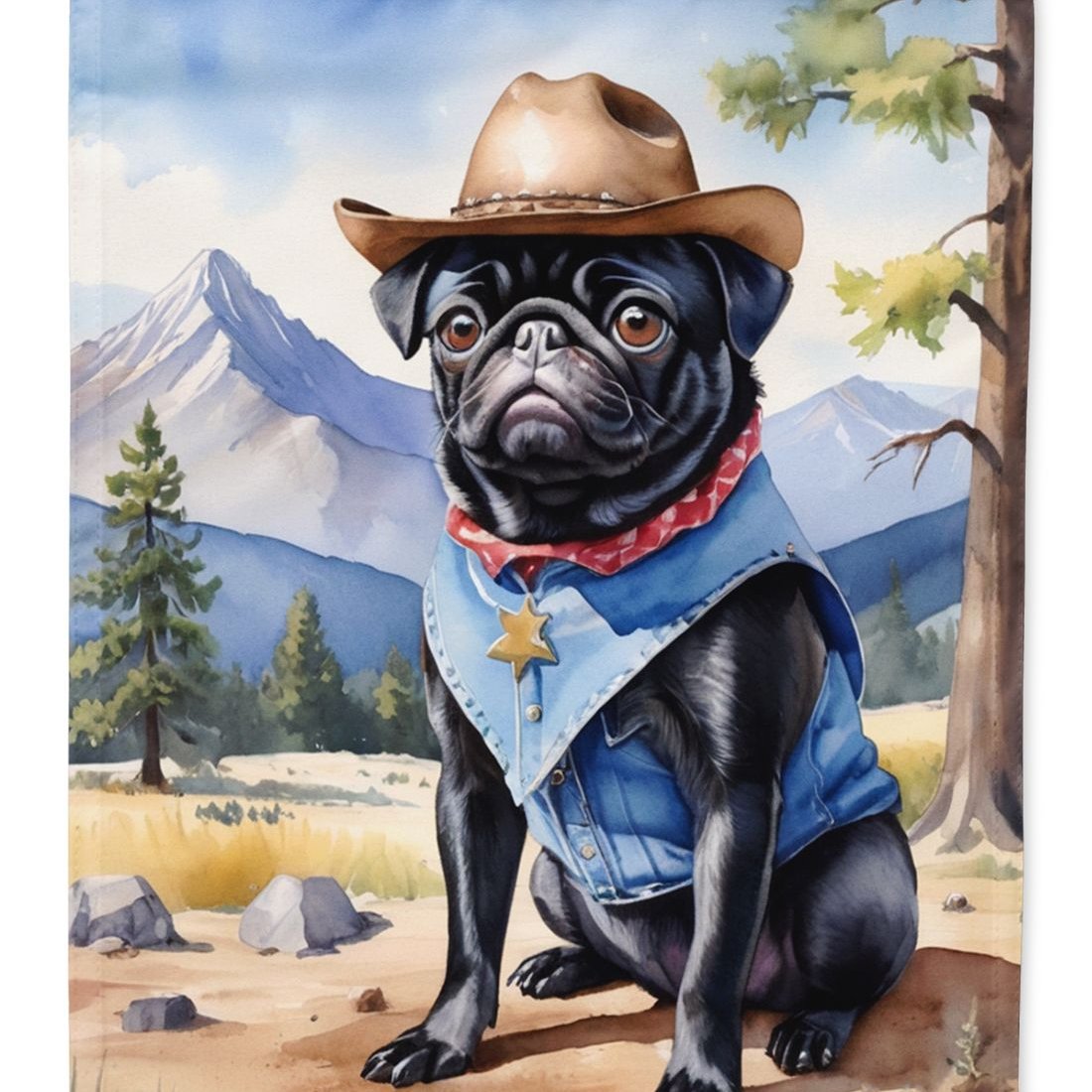 Edge Collections - 28" X 40" - Multicolor - Pug Cowboy Welcome Large ...