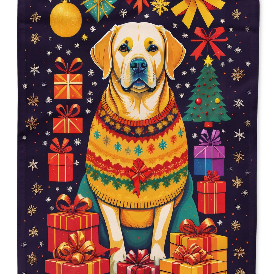 Edge Collections - 28" X 40" - Multicolor - Labrador Retriever Holiday ...
