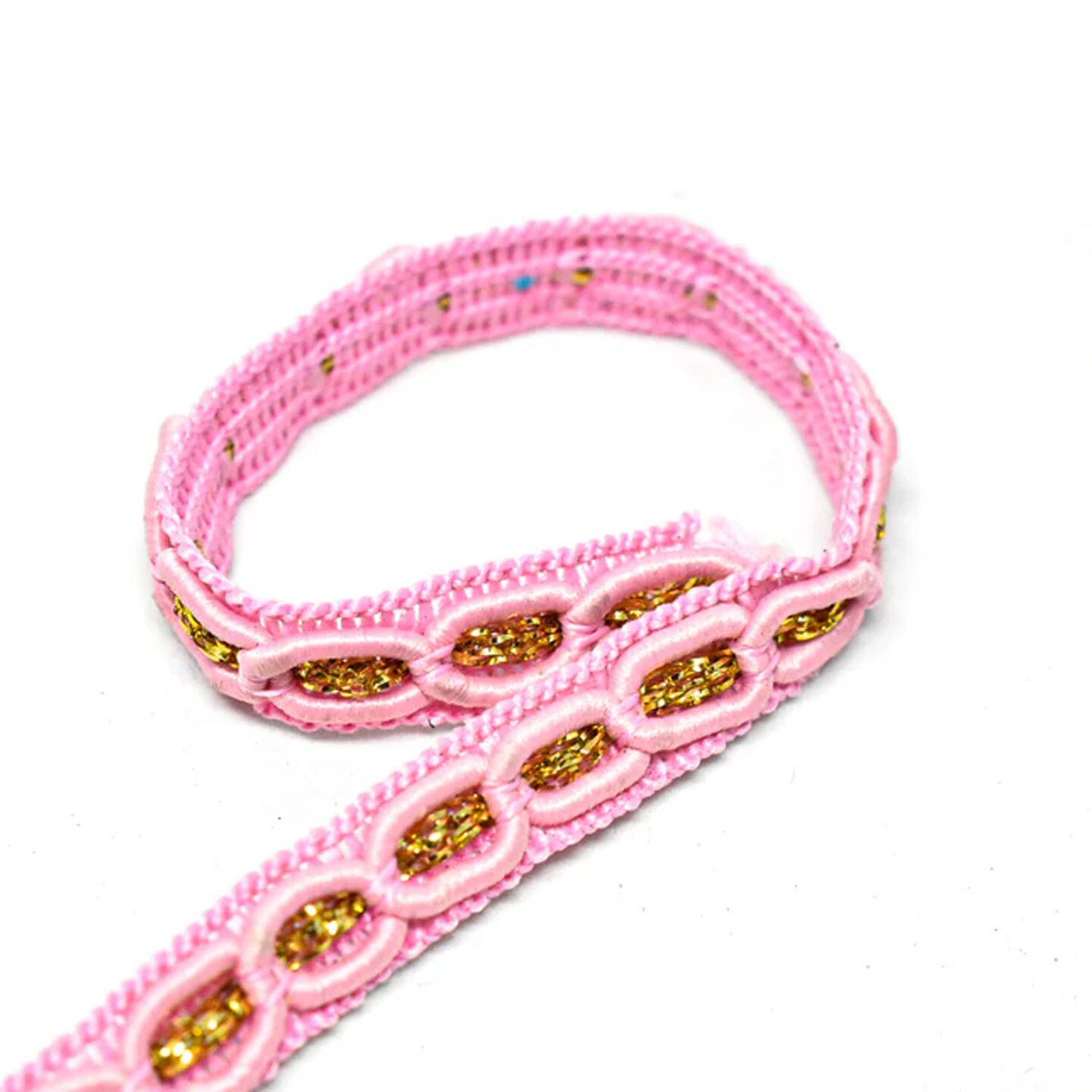 1 Yard Pink and Metallic Gold Braided Gimp Trim 1/2 Inch for Sewing and ...