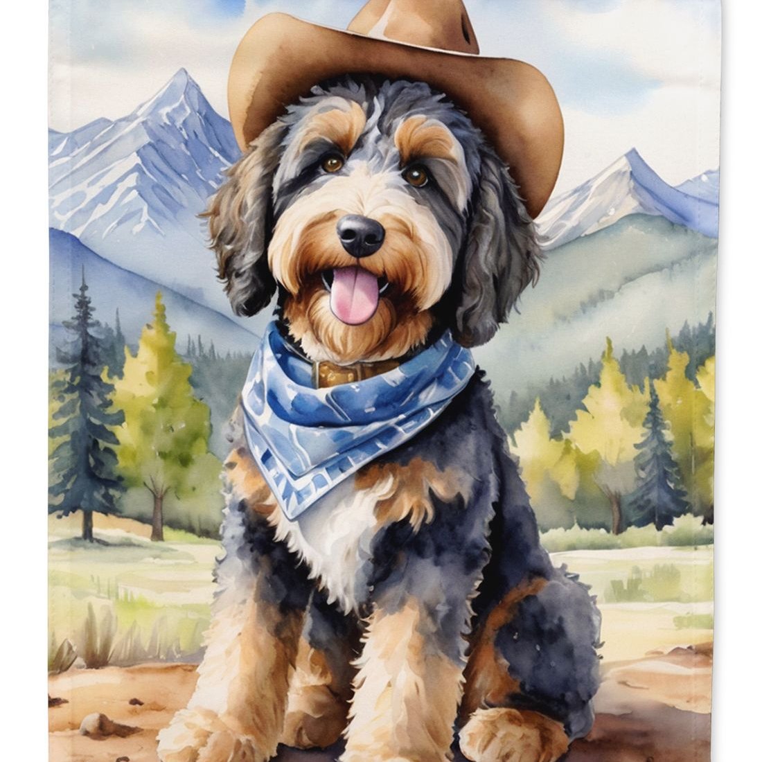 Edge Collections - 28" X 40" - Multicolor - Bernedoodle Cowboy Welcome ...