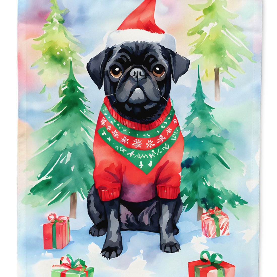 Edge Collections - 28" X 40" - Multicolor - Pug Christmas Large Porch ...