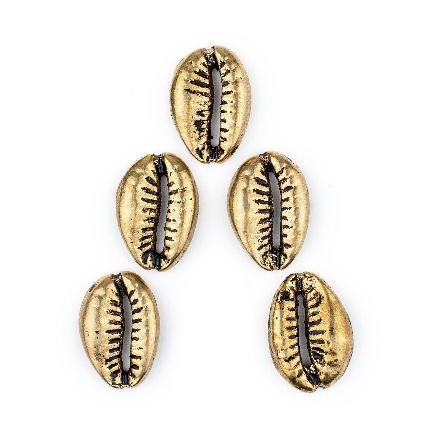 The Bead Chest Brass Cowrie Shells (Set of 5): Metal Beads for DIY ...