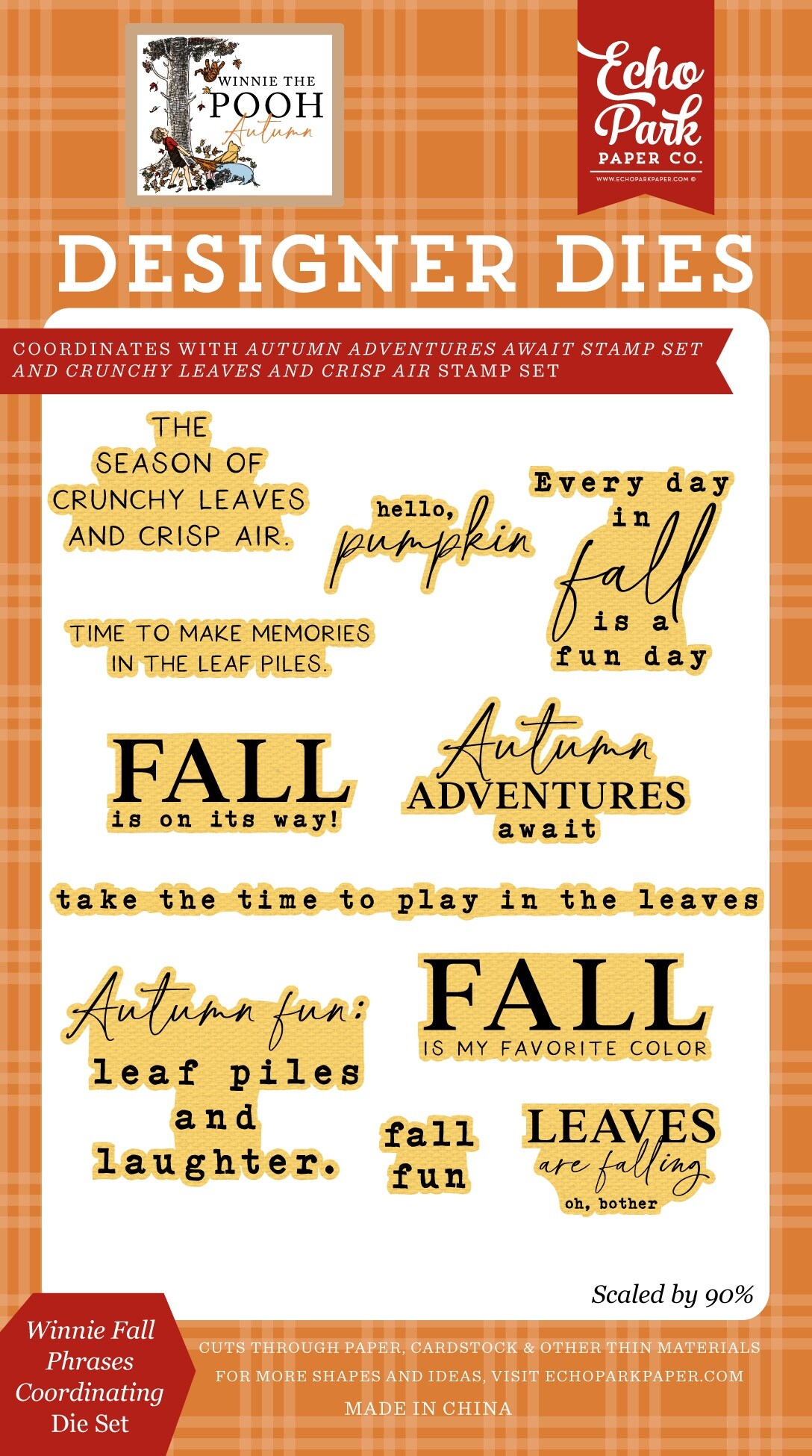 Winnie The Pooh Autumn Small Die Set-Winnie Fall Phrases | Michaels