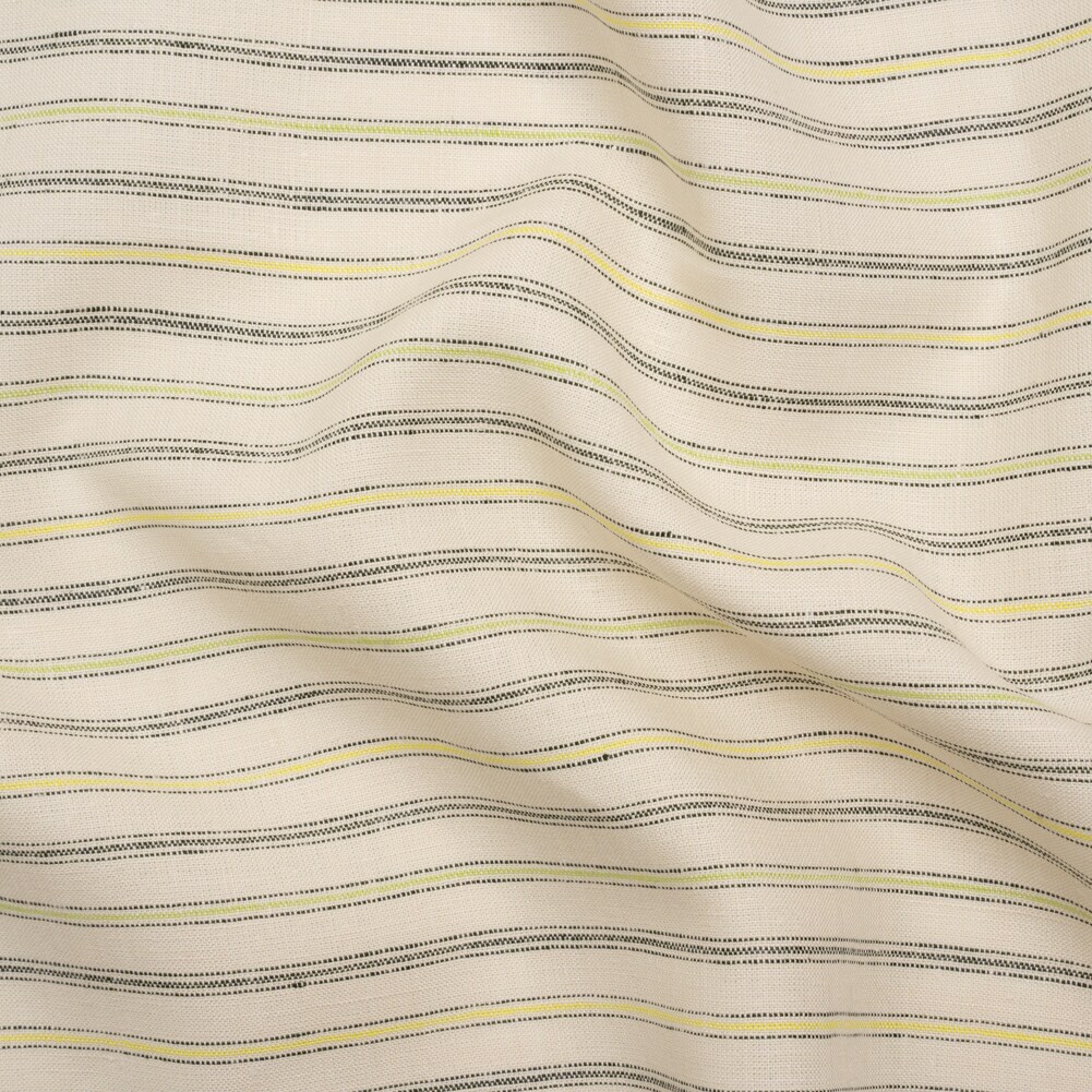 1 Yard Medium Weight Linen Woven Cream, Green and Yellow Ticking ...