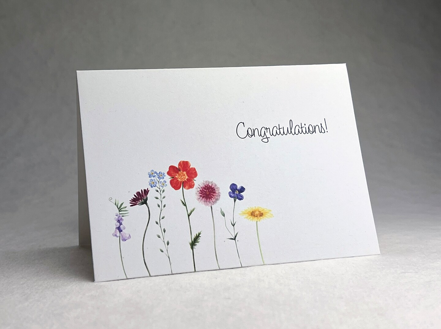Recycled Paper Folding Card - Congratulations Wildflower Art - Set of ...