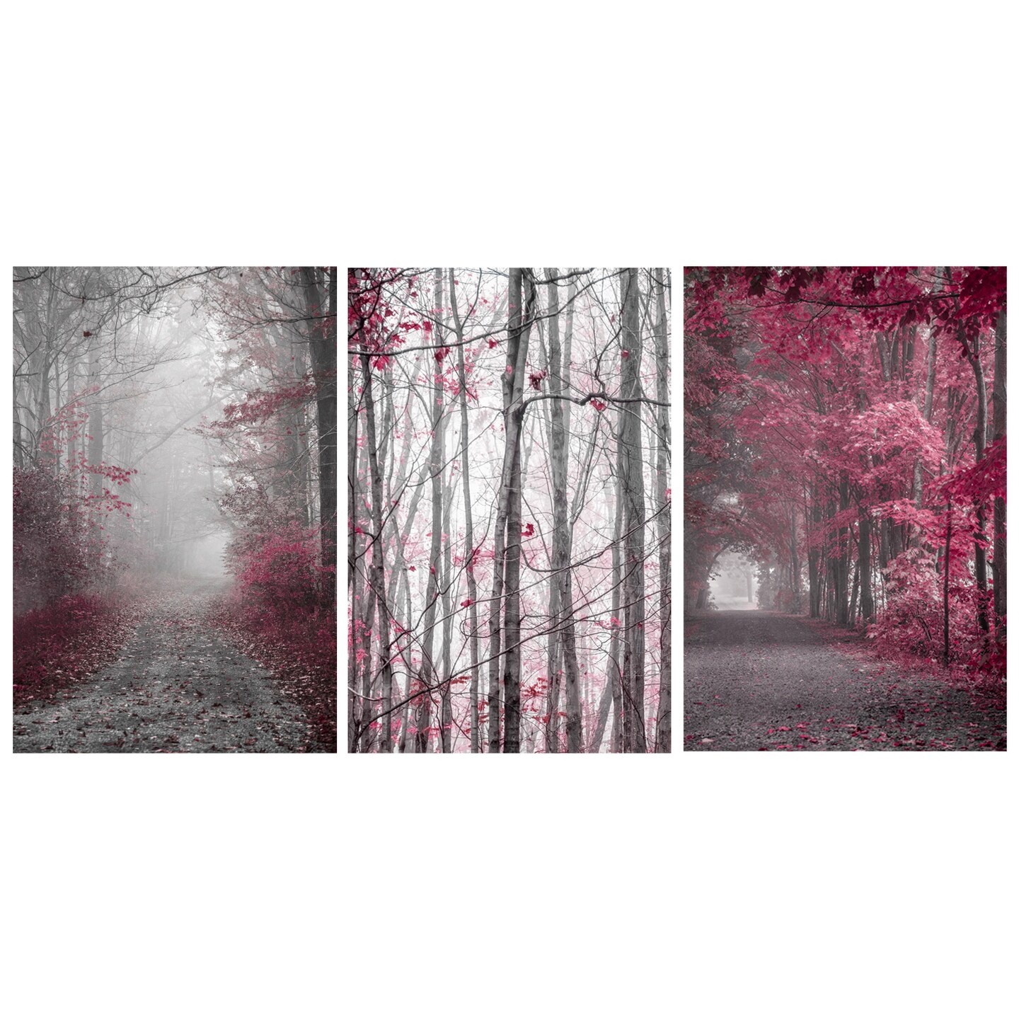 Set of Three Unframed Burgundy Prints, RED or PURPLE PINK Burgundy ...