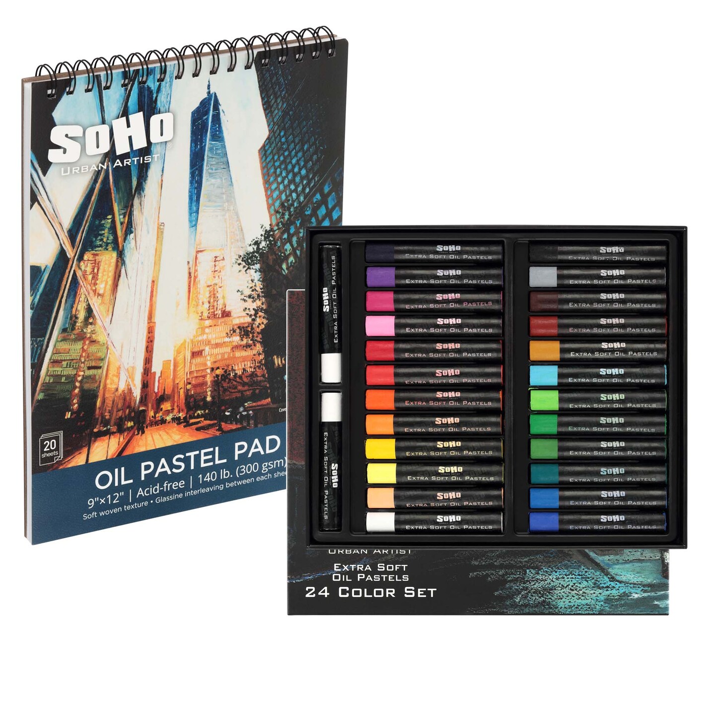 SoHo Urban Artist Extra Soft Oil Pastels & Oil Pastel Pad Bundle – 20 ...