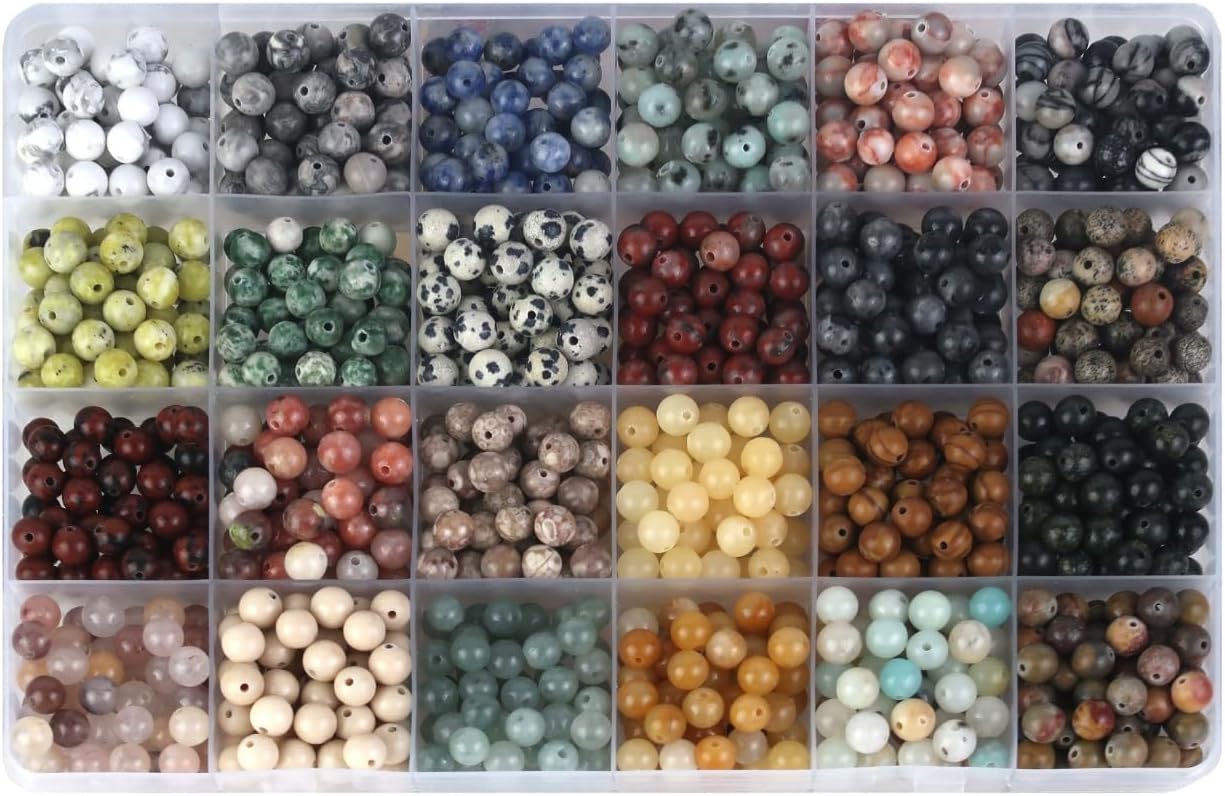 1200pcs 6mm Natural Round Stone Beads,Multiolor Crystal Energy Stone ...
