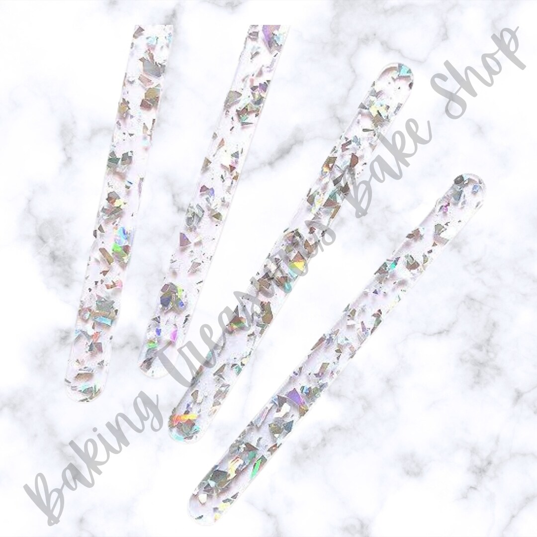 Flake Glitter Acrylic Popsicle Sticks- Silver | Michaels