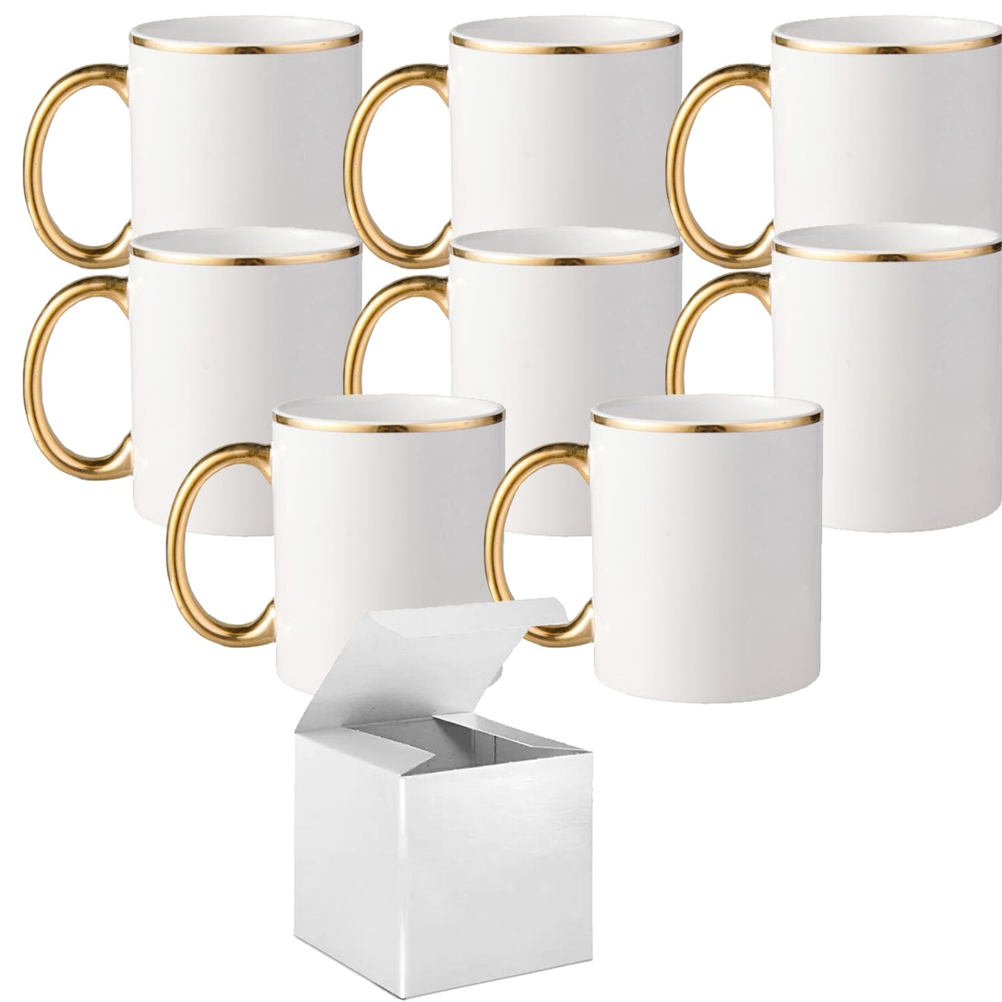 8 Pcs 15OZ Gold Rim & Handle Sublimation Mugs With Foam Support Boxes ...
