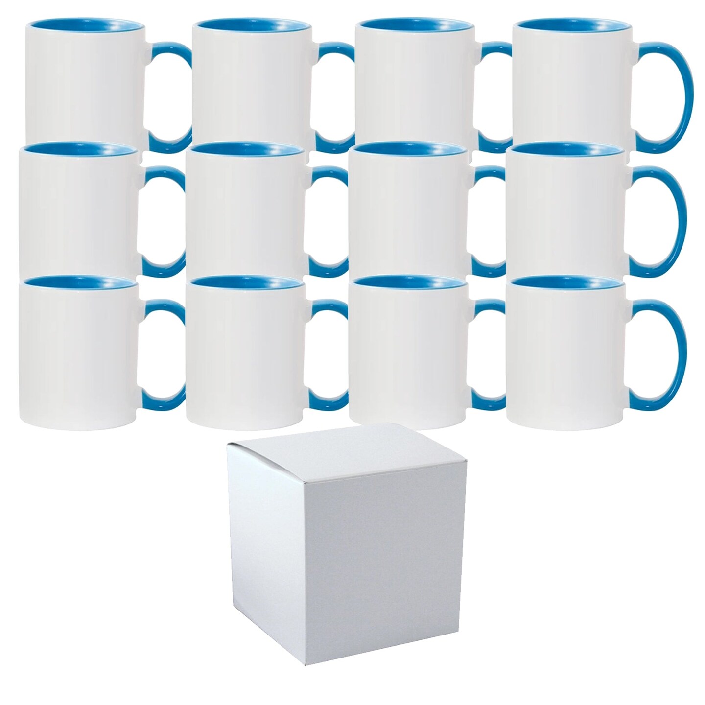 12 Pcs 11 oz. Ceramic Mug - Inner / Handle - Light Blue Sublimation ...