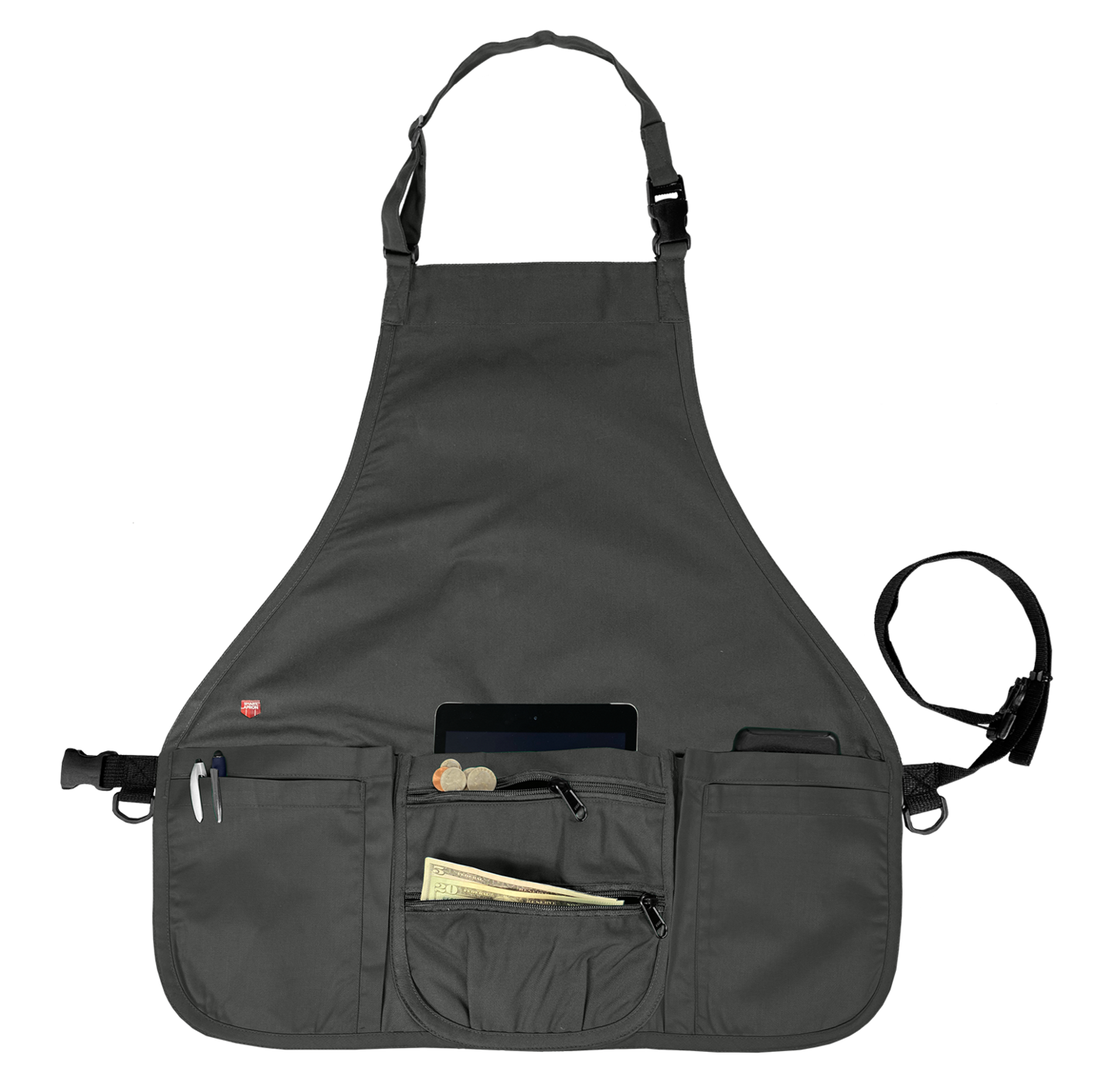 Smart Apron Bib Apron 7 Pockets with Zippers Adjustable Quick-Release ...