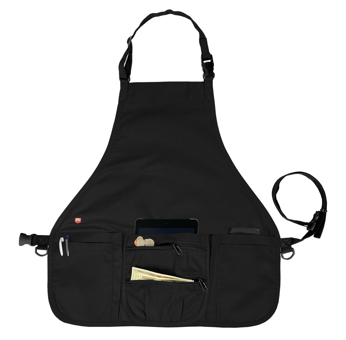 Smart Apron Bib Apron 7 Pockets with Zippers Adjustable Quick-Release ...