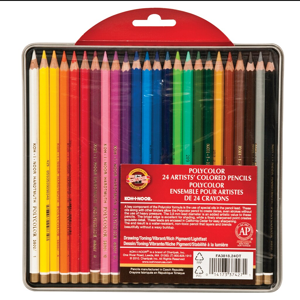 Polycolor Pencil Set, 24 Piece, Assorted Colors in a Tin, Carded SKU ...
