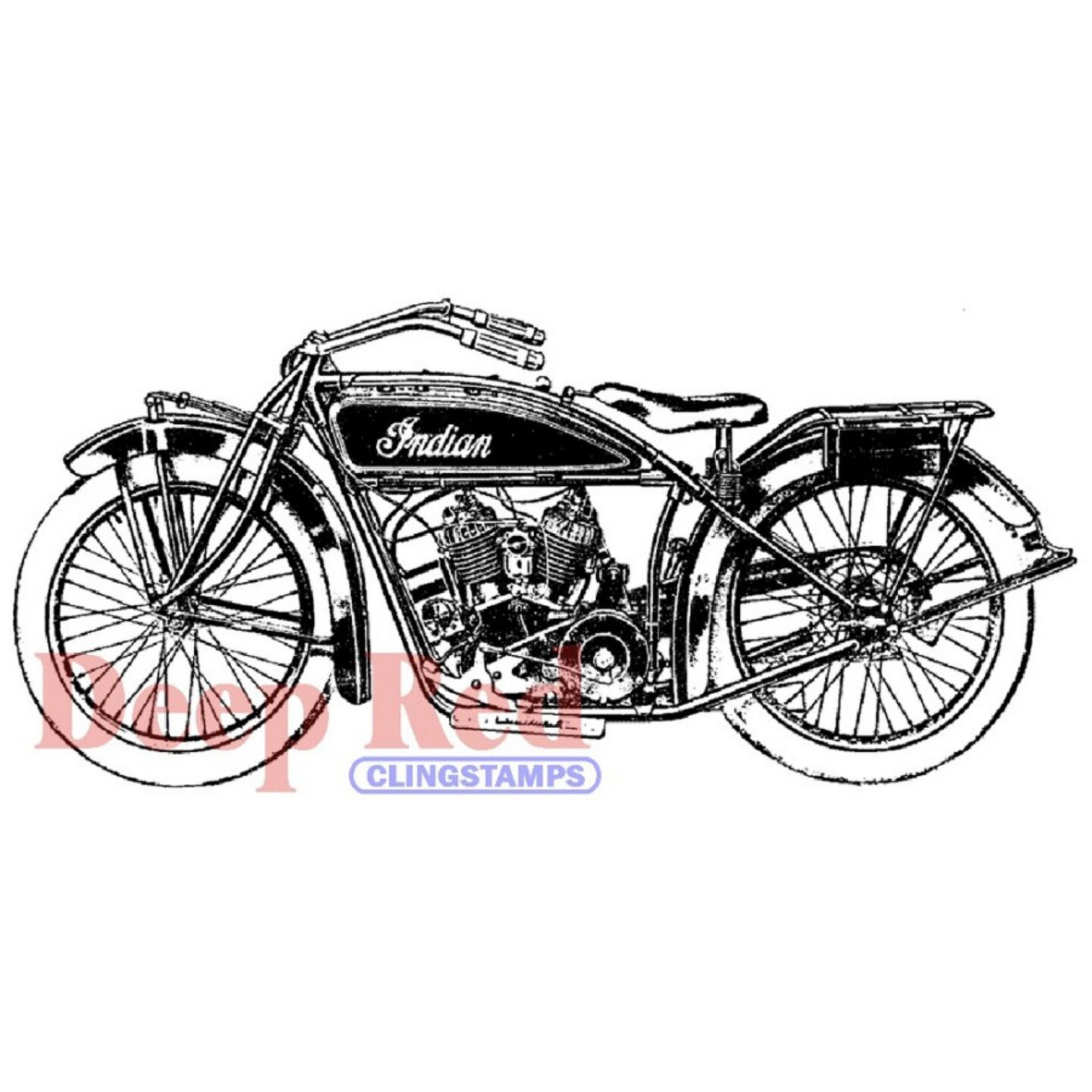 Deep Red Stamps Indian Motorcycle Rubber Cling Stamp 3.25 x 1.5 inches ...