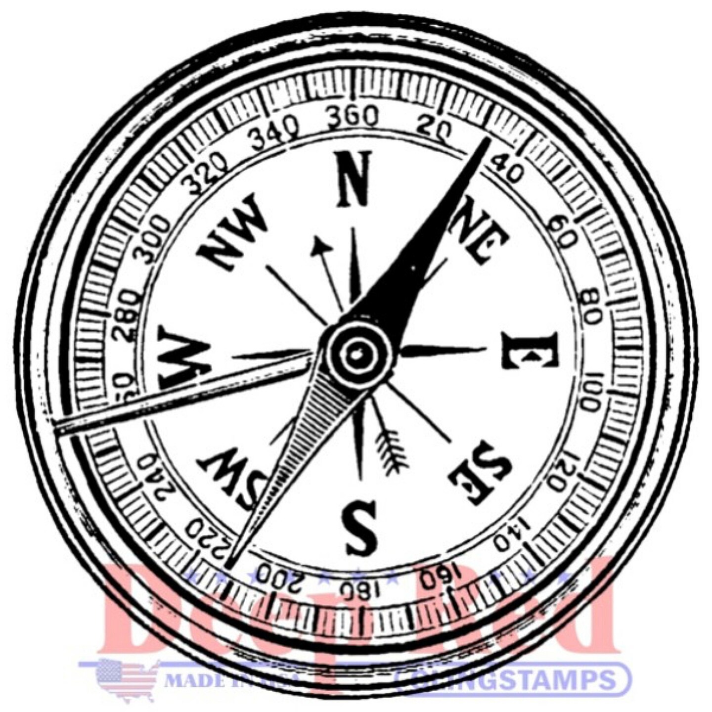 Deep Red Stamps Compass Rubber Cling Stamp 2 x 2 inches | Michaels