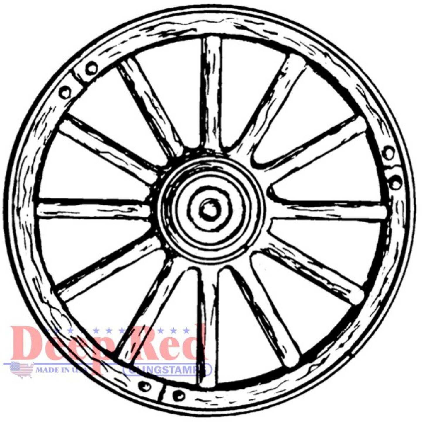 Deep Red Stamps Wagon Wheel Rubber Cling Stamp 2 x 2 inches | Michaels