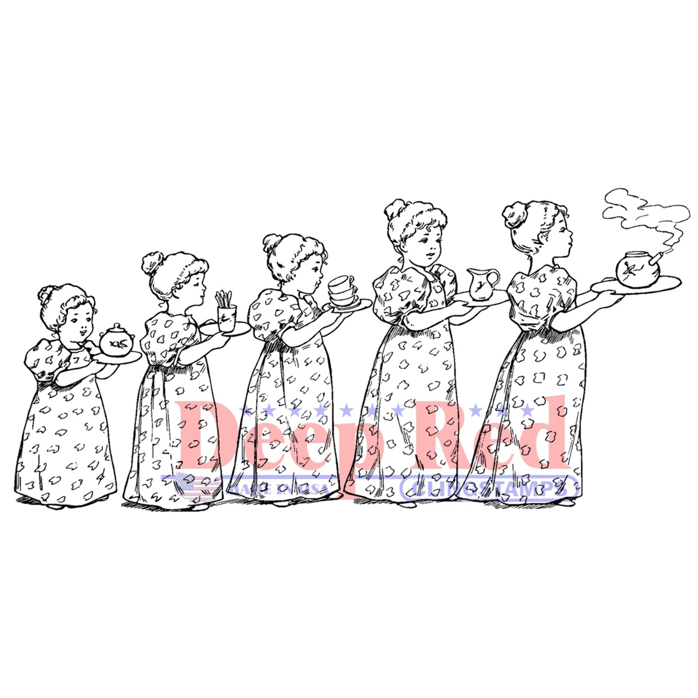 Deep Red Stamps Tea Service Rubber Cling Stamp 3.18 x 1.5 inches | Michaels