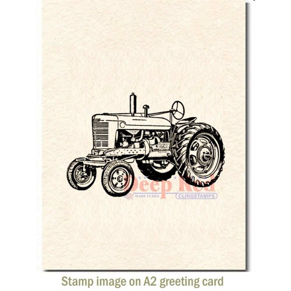 Deep Red Stamps Vintage Farm Tractor Rubber Cling Stamp 3.2 x 2.1 ...