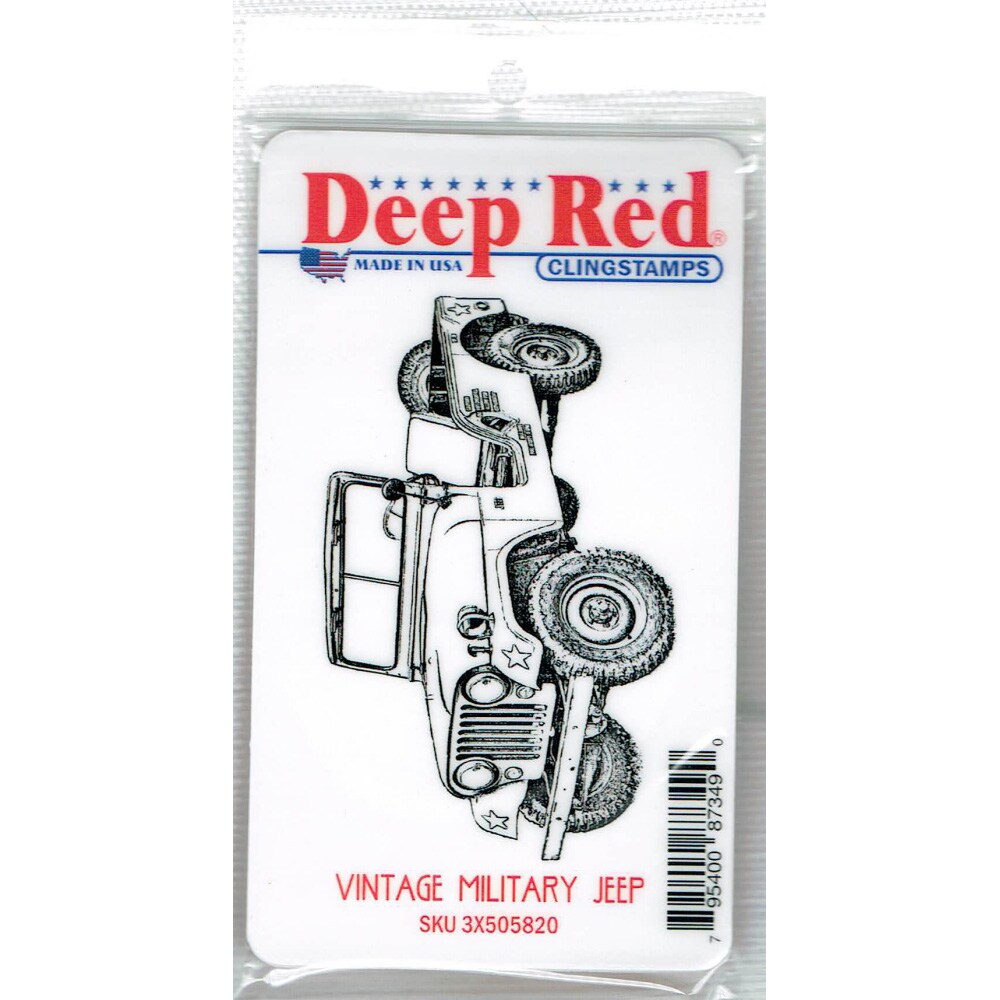 Deep Red Stamps Vintage Military Jeep Rubber Cling Stamp 3.2 x 2.1 ...