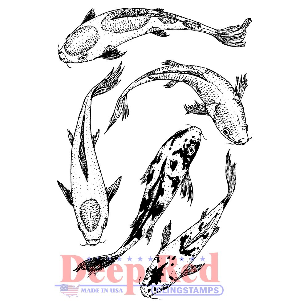 Deep Red Stamps Koi Swimming Rubber Cling Stamp 2 x 3.1 inches | Michaels