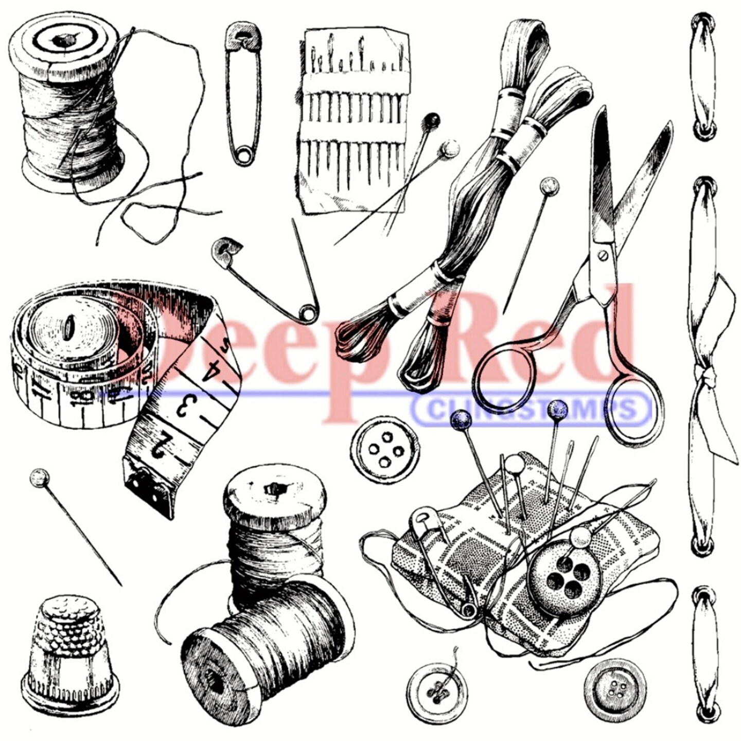 Deep Red Stamps Sewing Notions Background 3 x 3 inches | Michaels