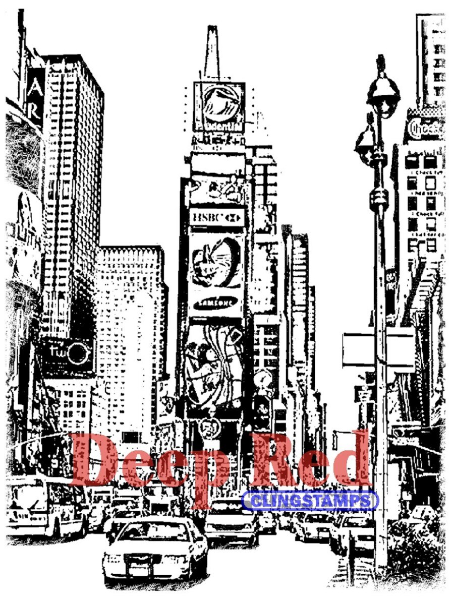 Deep Red Stamps New York Times Square Rubber Cling Stamp 3 x 4 inches ...
