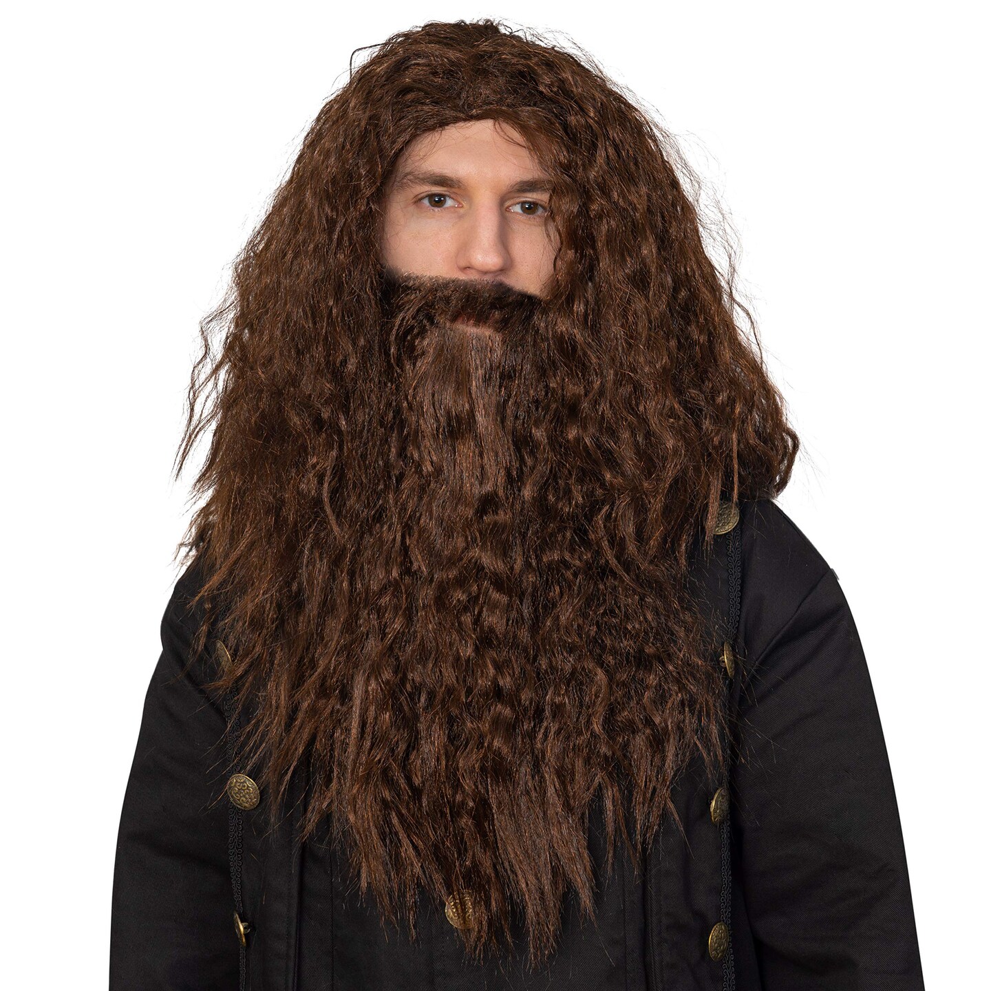 Brown Wig and Beard - Brown Wavy Biblical Costume Accessories Hair Wig ...