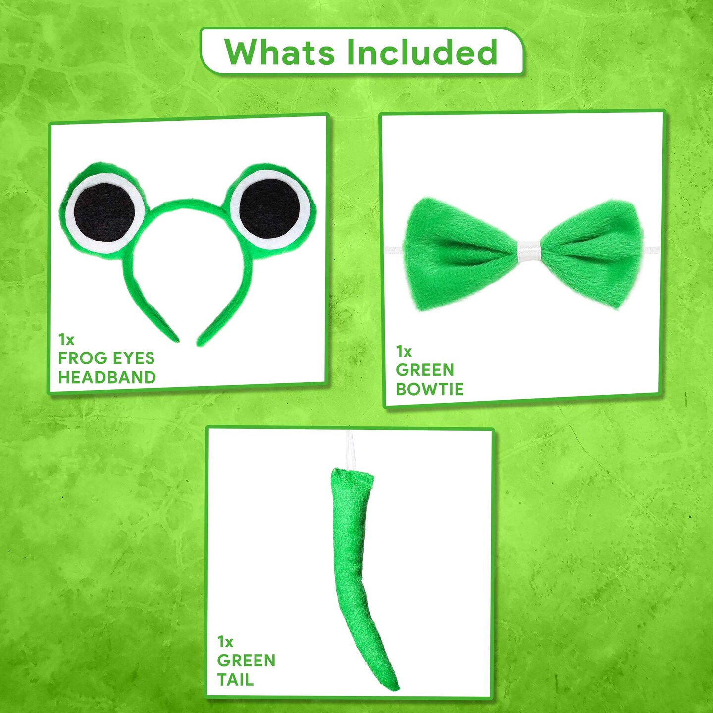 Frog Costume Accessories Set - Plush Green Frog Eyes Headband, Bowtie ...
