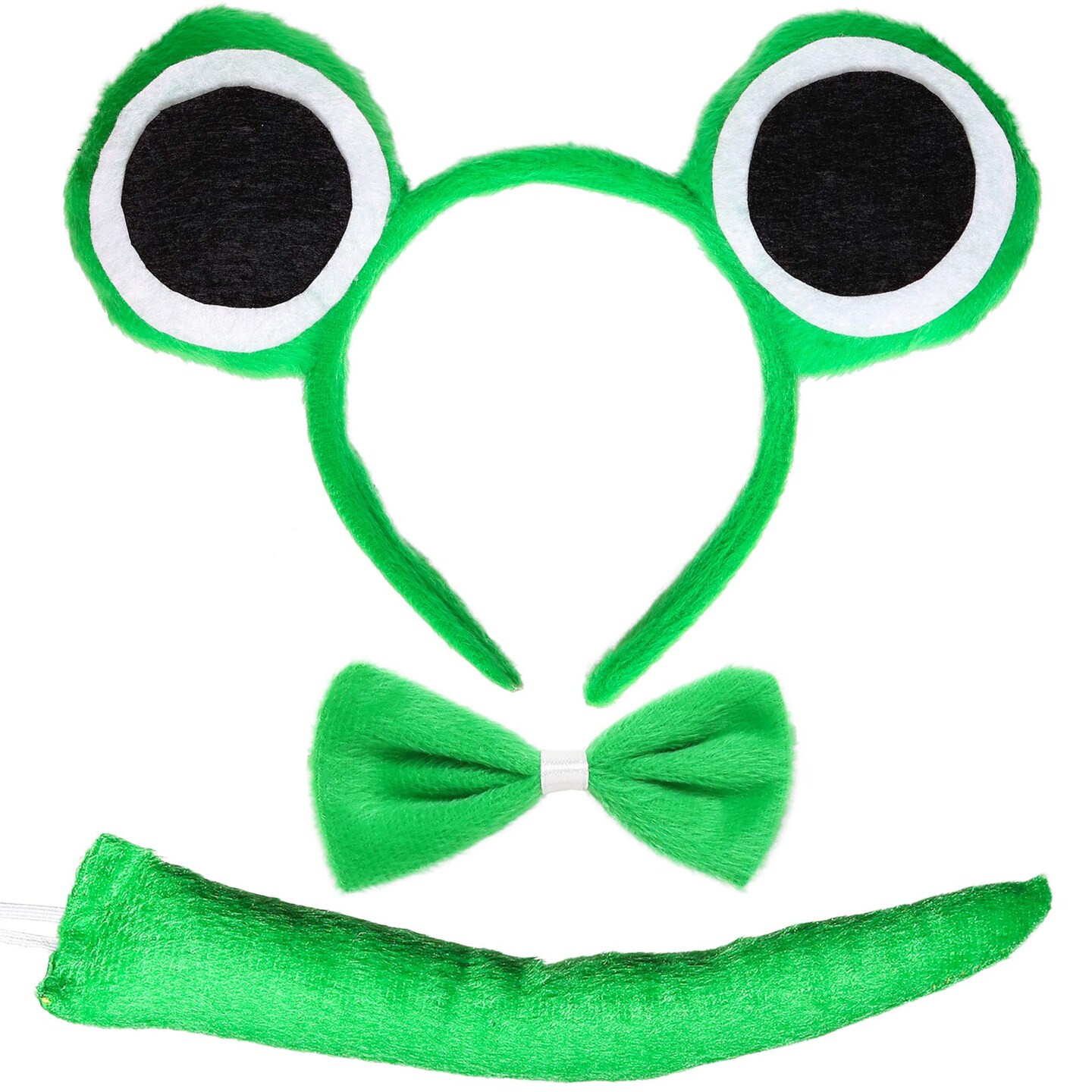 Frog Costume Accessories Set - Plush Green Frog Eyes Headband, Bowtie ...