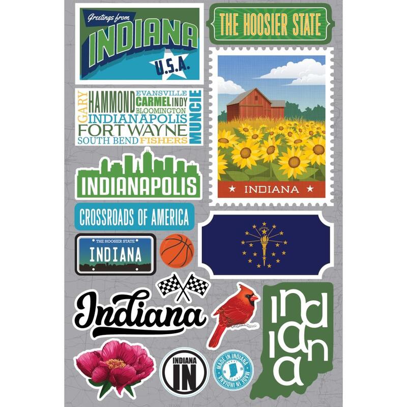 Indiana Jet Setters 3.0 State Dimensional Stickers - Reminisce | Michaels