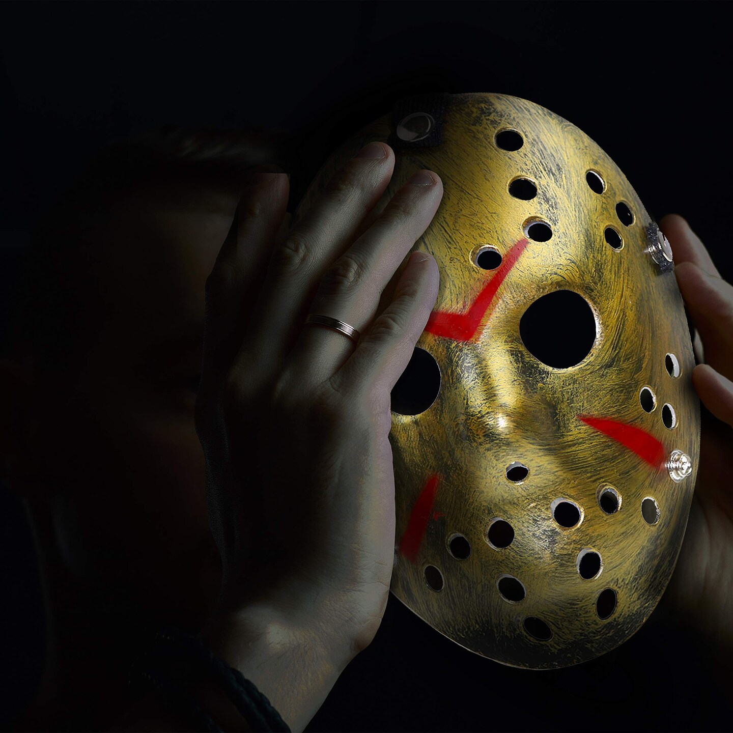 Horror Hockey Costume Mask - Realistic Killer Costume Gold Mask Toys ...