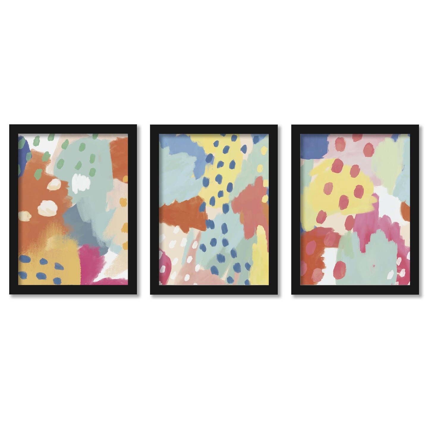 Rainbow Dots by Mary Urban - 3 Piece Gallery Framed Print Art Set ...