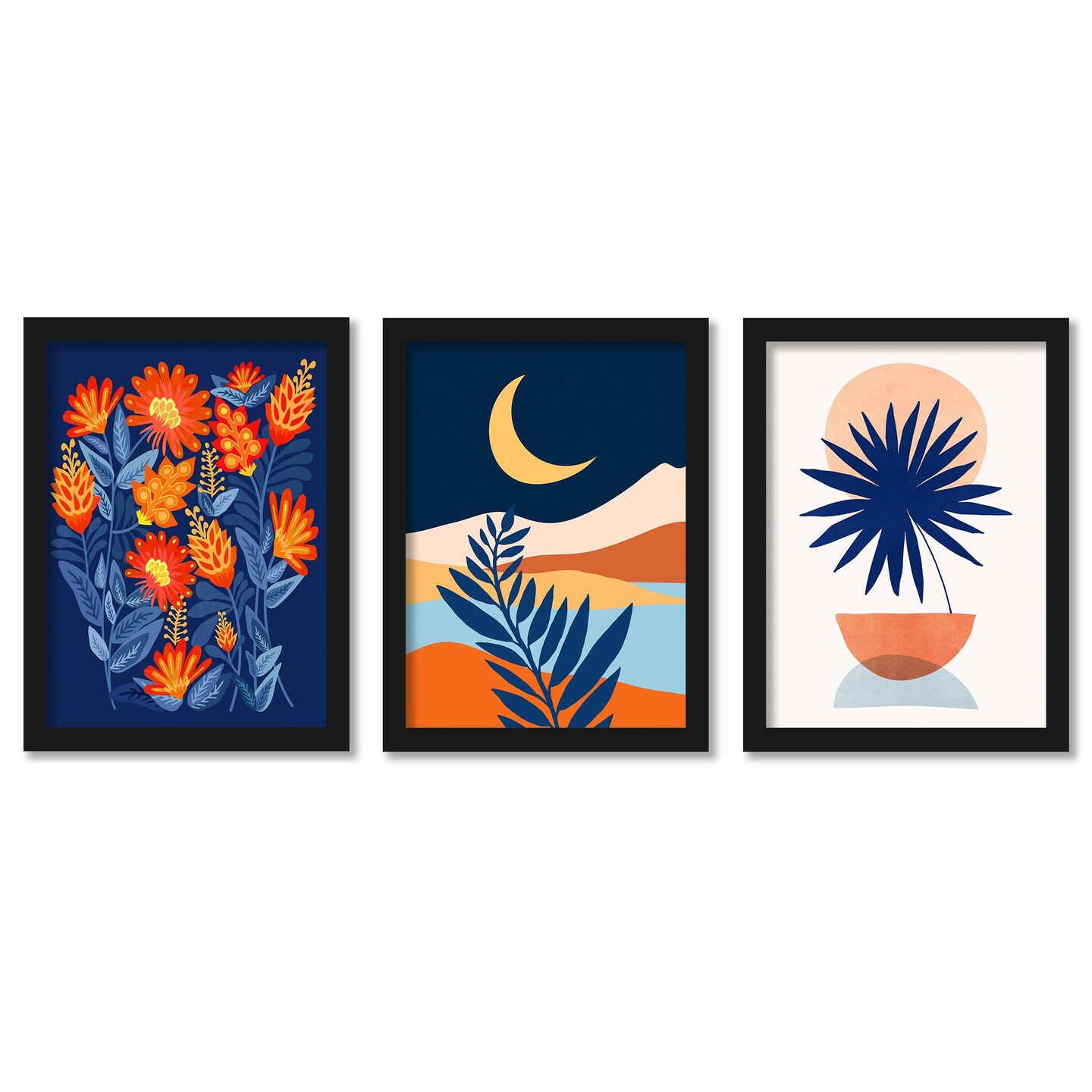 Midnight Islands by Modern Tropical - 3 Piece Gallery Framed Print Art ...