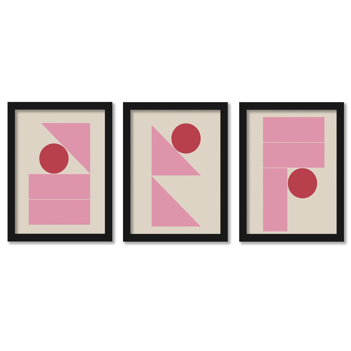 Pink Color Blocks by Roseanne Kenny - 3 Piece Gallery Framed Print Art ...