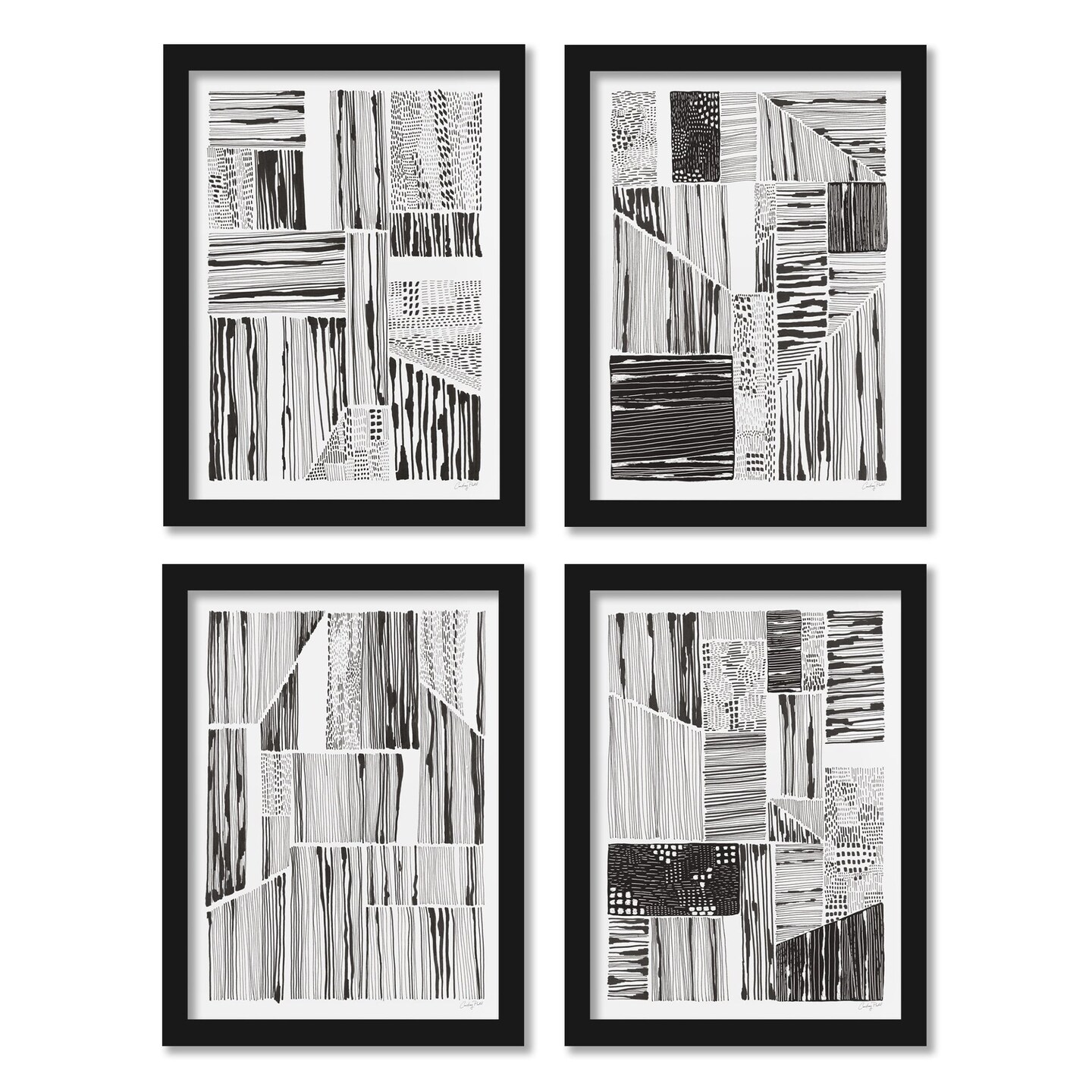 Lined Up by Courtney Prahl - 4 Piece Gallery Framed Print Art Set ...