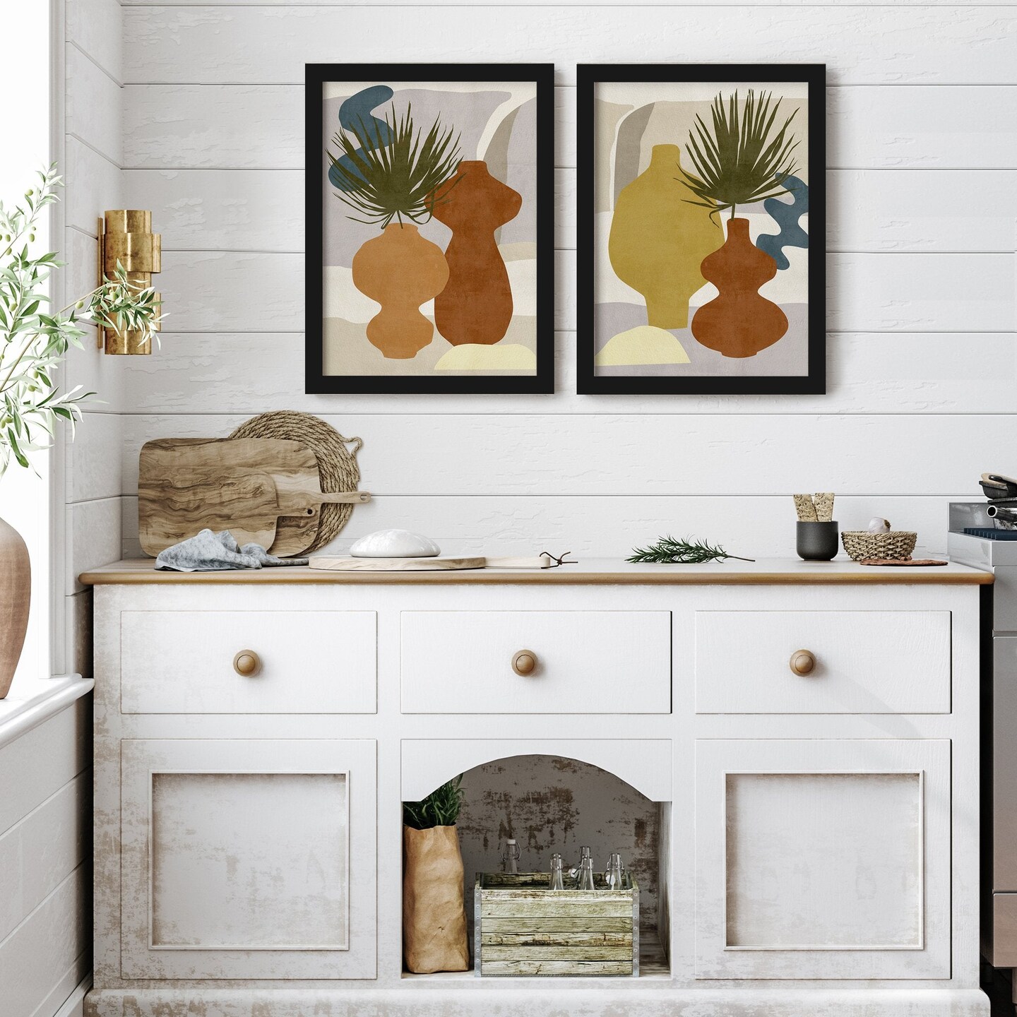 Terracotta Leaves by World Art Group - 2 Piece Gallery Framed Print Art ...