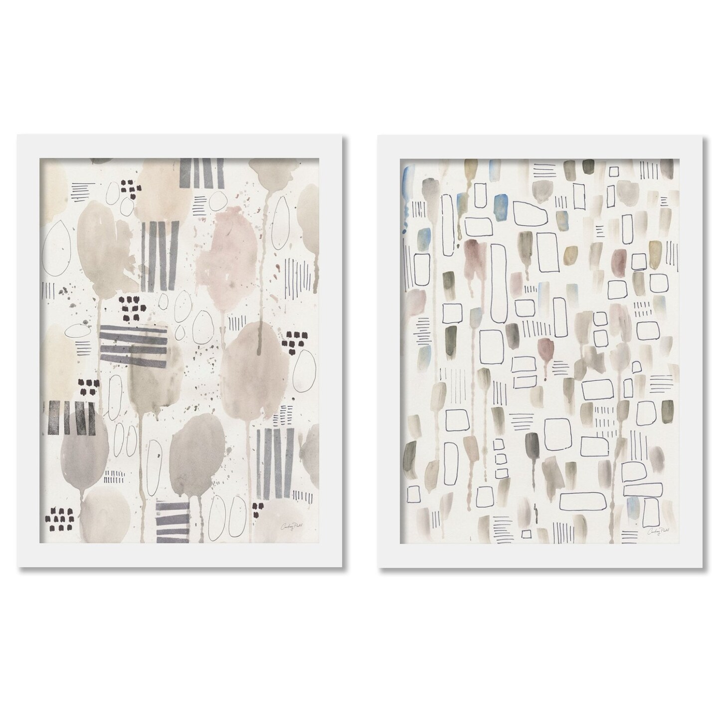 Circles And Strokes By Courtney Prahl 2 Piece Gallery Framed Print